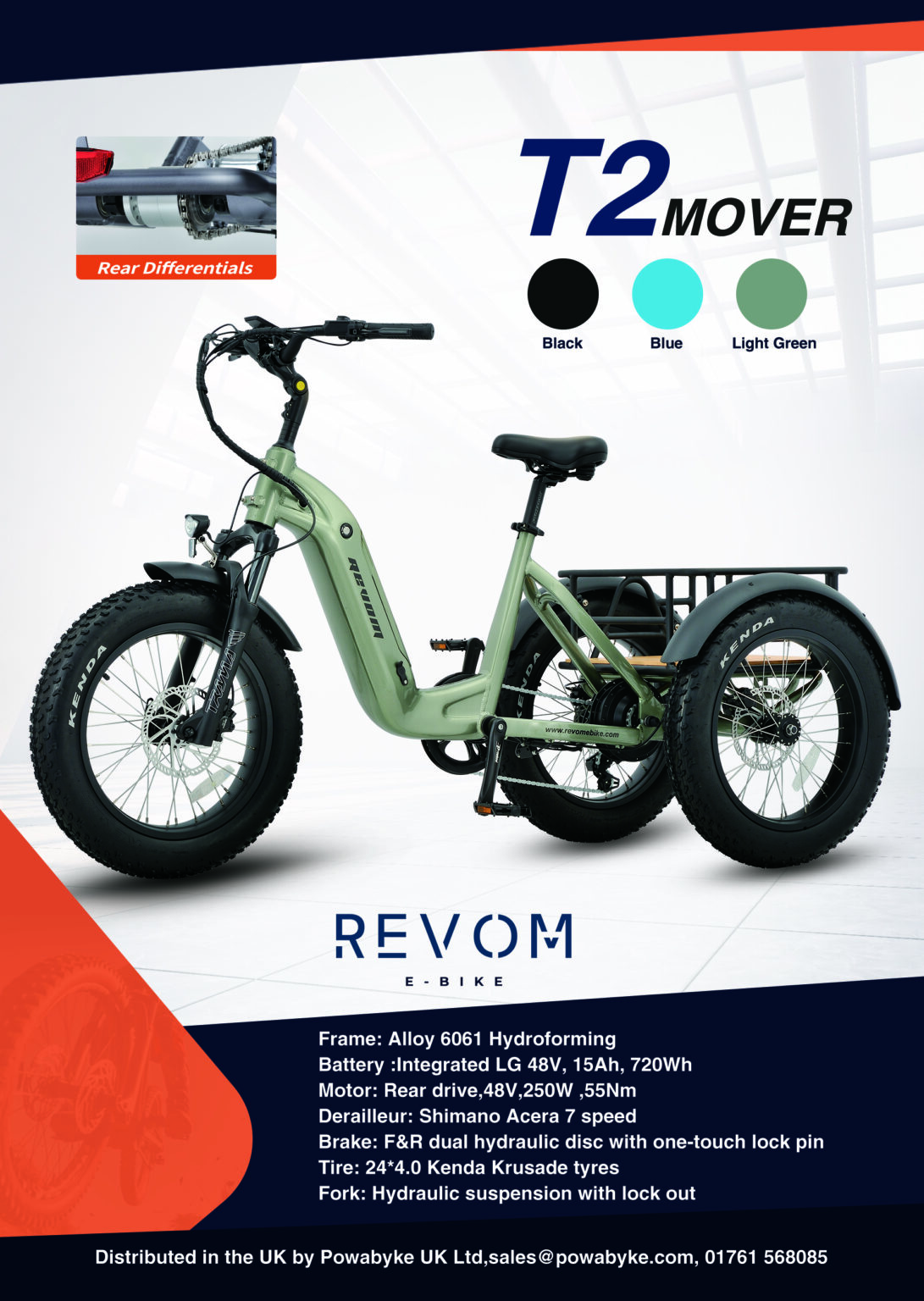 Revom T2 Fat Tyre Electric Mountain Trike | Powabyke